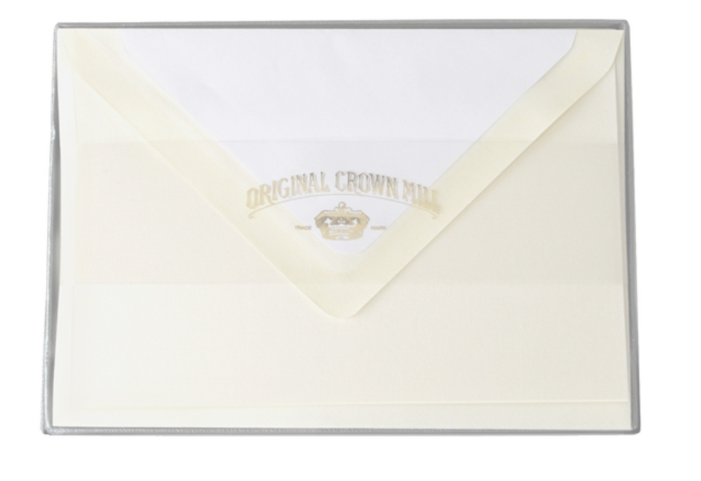 Original Crown Mill Classic Laid Plain Edge Note Card Silver Box ...