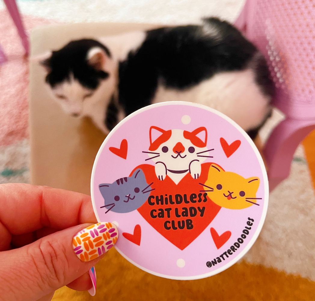 Childless Cat Lady Club Vote Election 2024 Sticker: Single – RSVPNotes.com